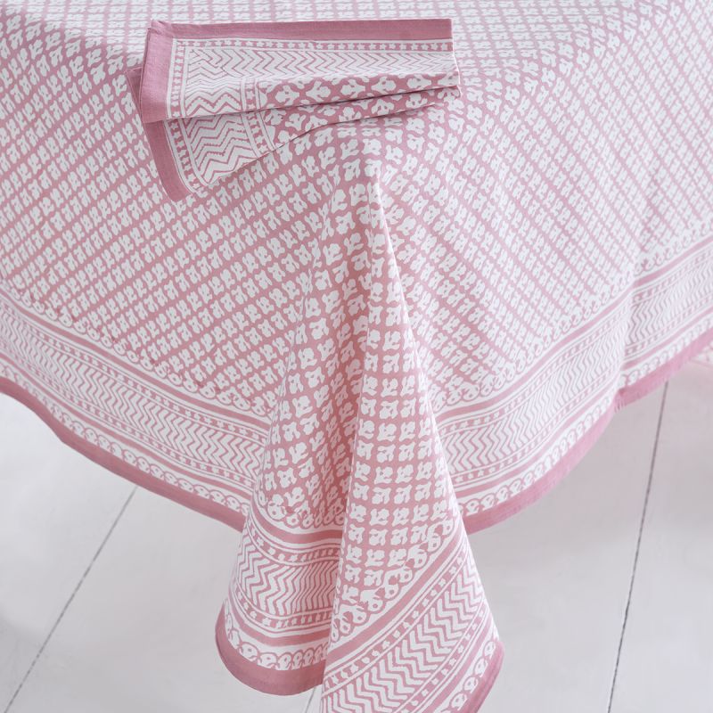 Block Printed Tablecloth Design 9 Pink