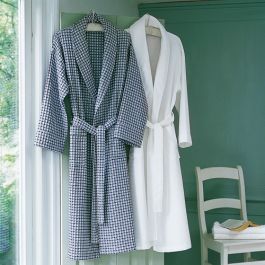 Waffle Robe Blue and White Large