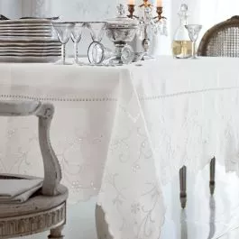 Embroidered Pure Linen Tablecloth